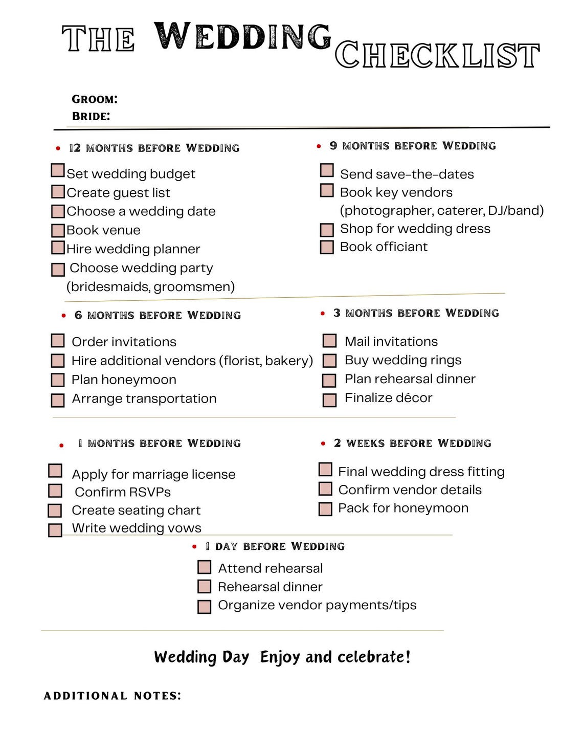 Minimalist Wedding Checklist, Wedding Planner PDF, Printable Wedding ...