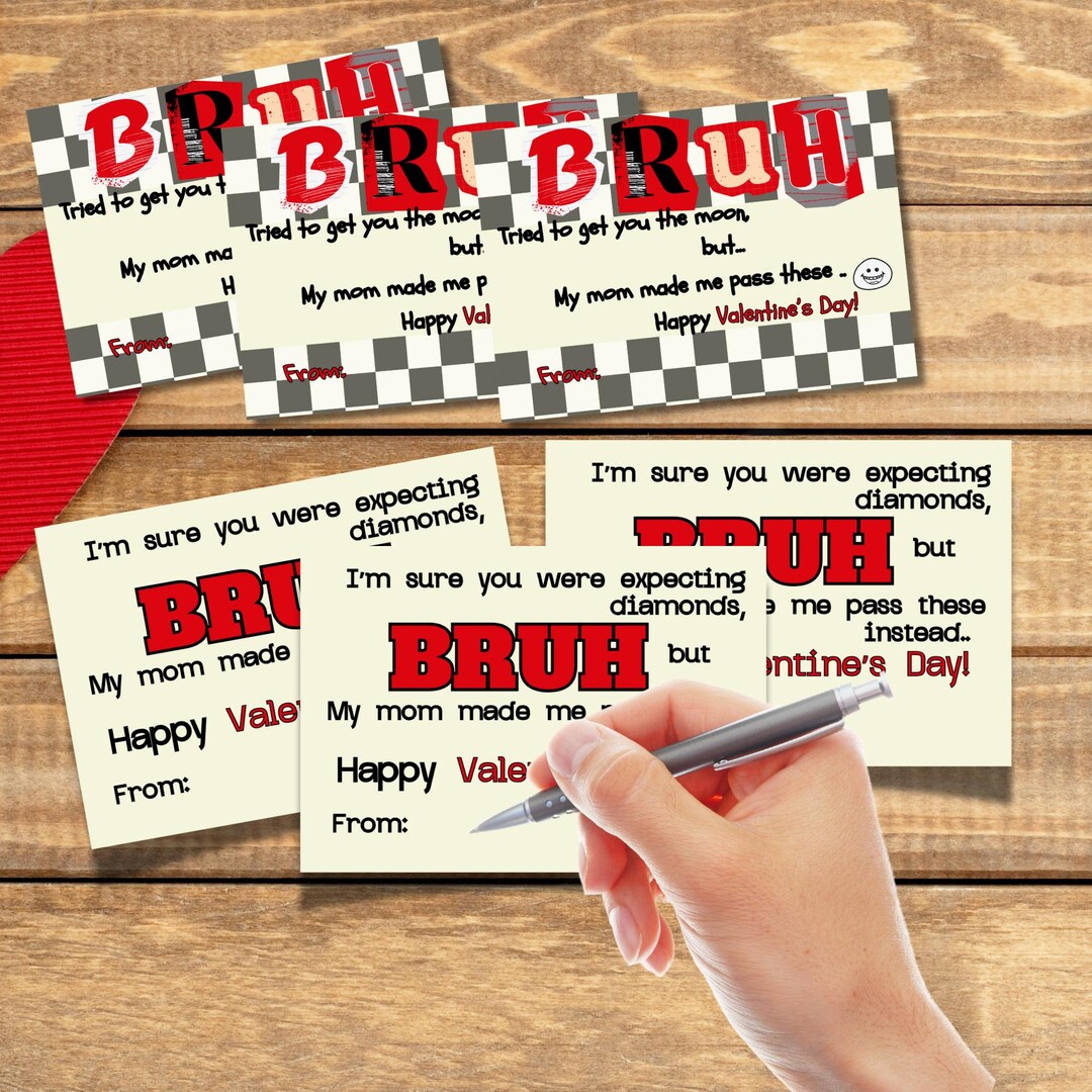 Bruh Valentine Cards – Funny Printable Classroom Valentines for Gen Z ...