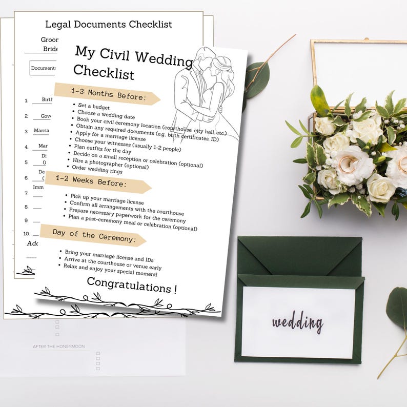 Civil Wedding Checklist Printable, Wedding Planning Templates, – 14 ...