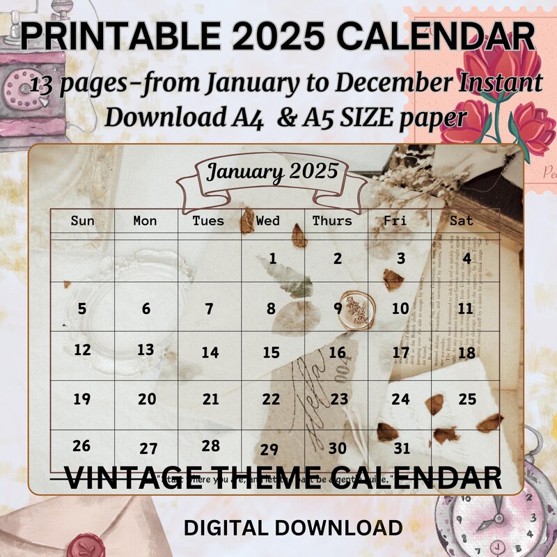 Retro Calendar - Etsy