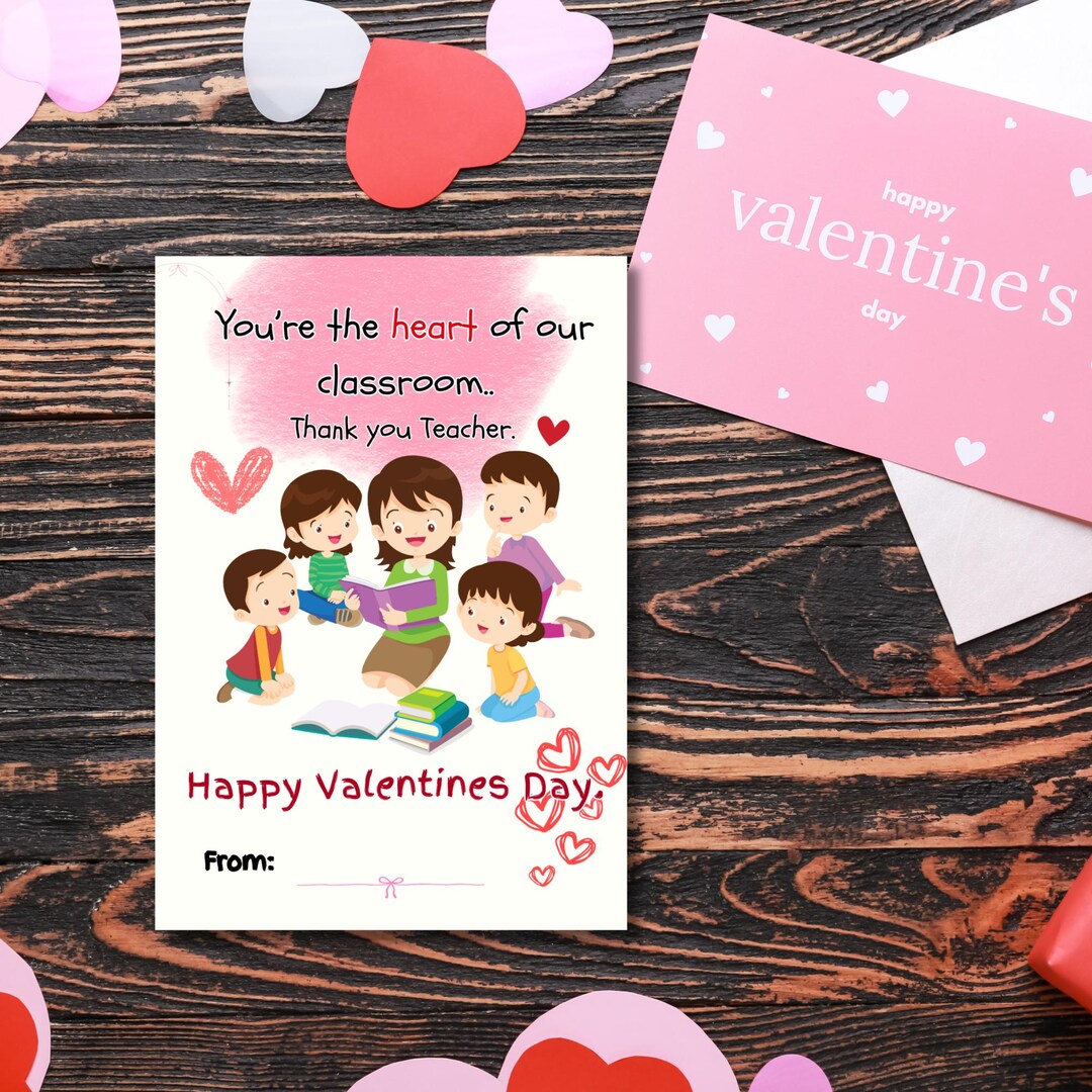 Valentine's Cards for Teachers, Printable Valentine's Card, Classroom ...