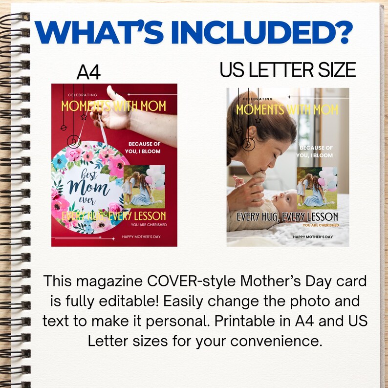 Editable Mother's Day Magazine Cover Card - Personalized Photo Template ...