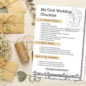 Civil Wedding Checklist Printable, Wedding Planning Templates, – 14 ...