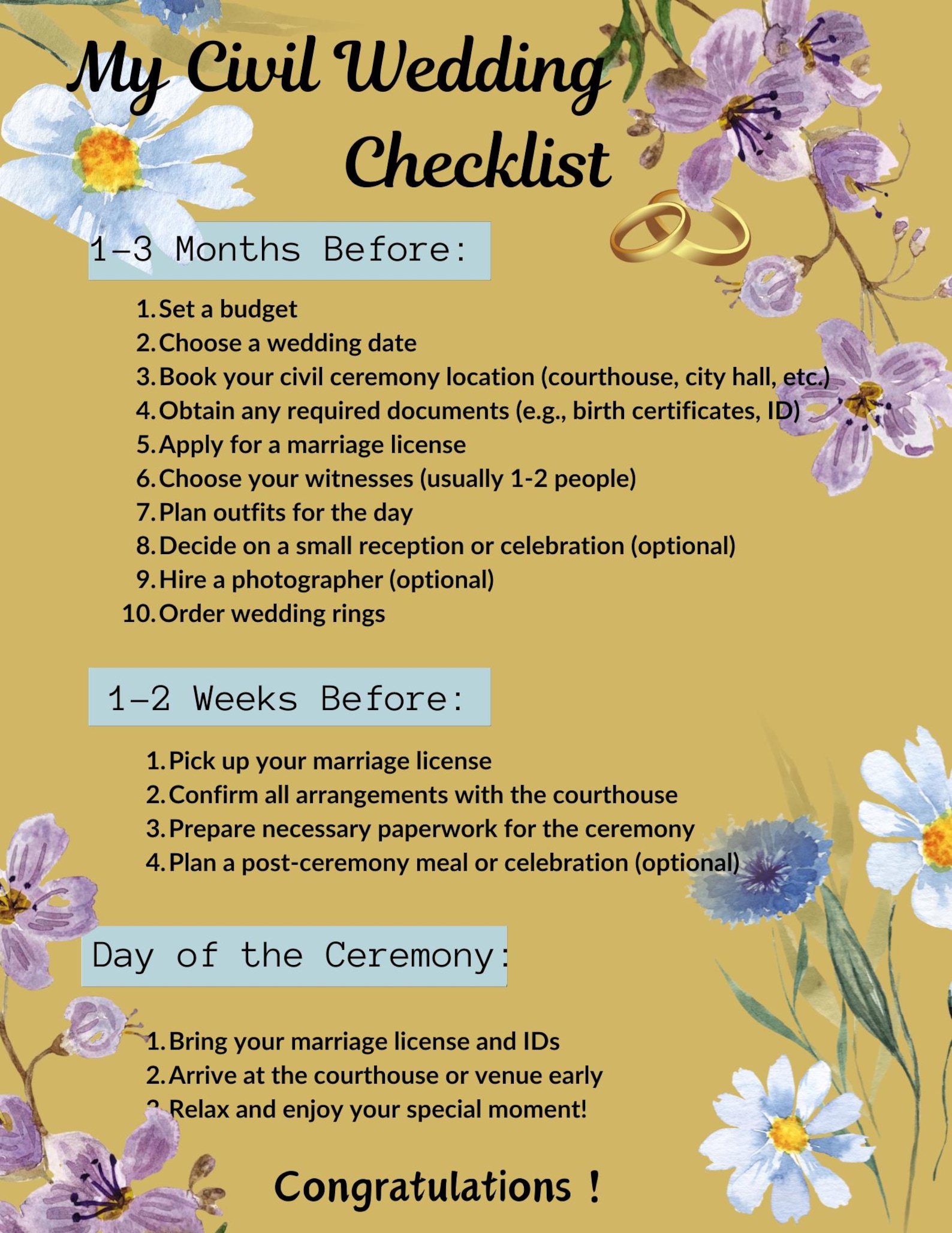 My Civil Wedding Checklist, Civil Wedding Guide, Civil Wedding Planner ...