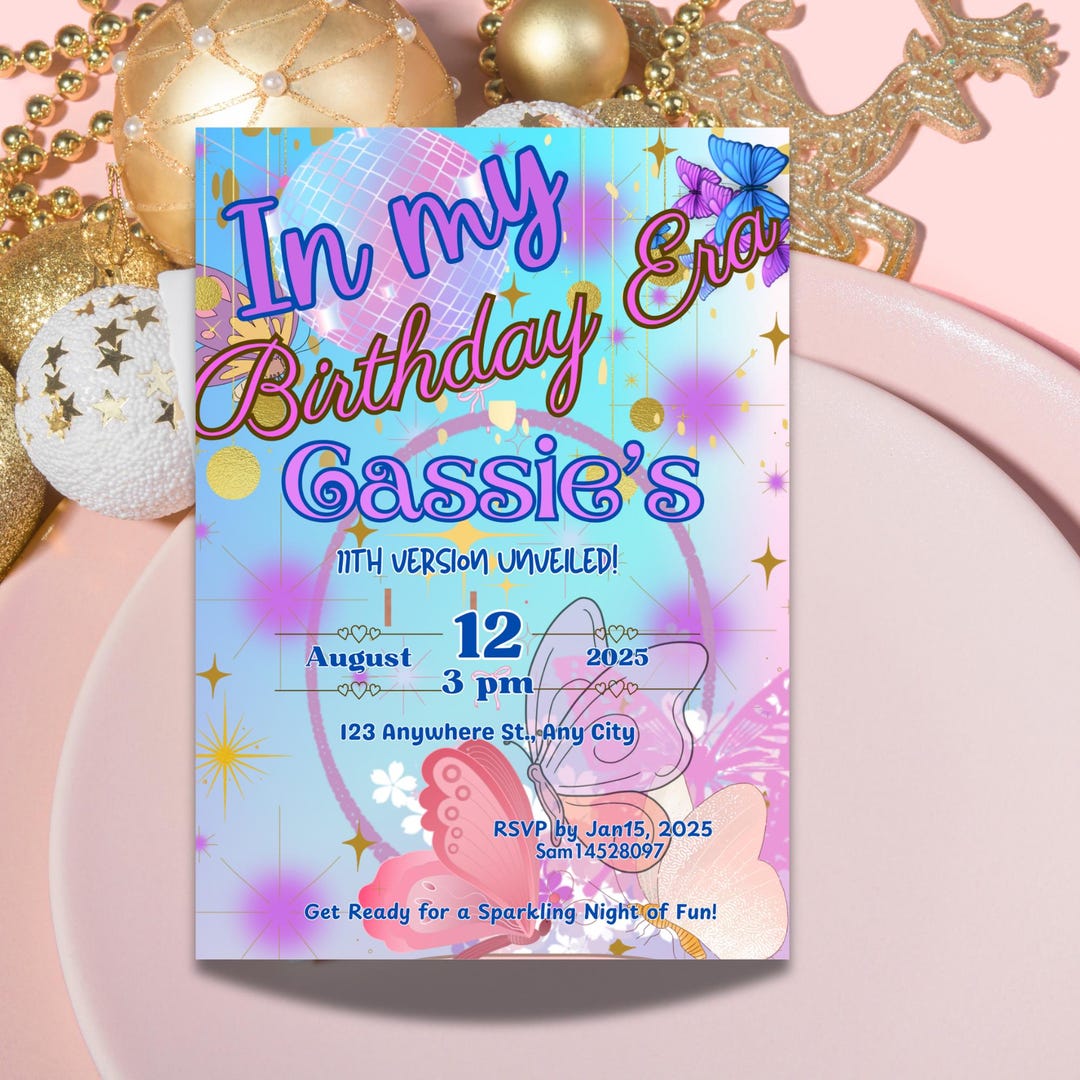 Taylor Swift Birthday Invitation - Swiftie Party Invite - Eras Tour ...