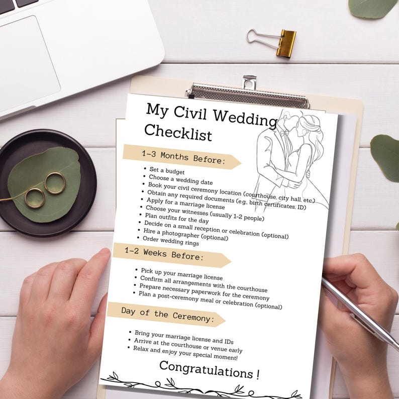 Civil Wedding Checklist Printable, Wedding Planning Templates, – 14 ...