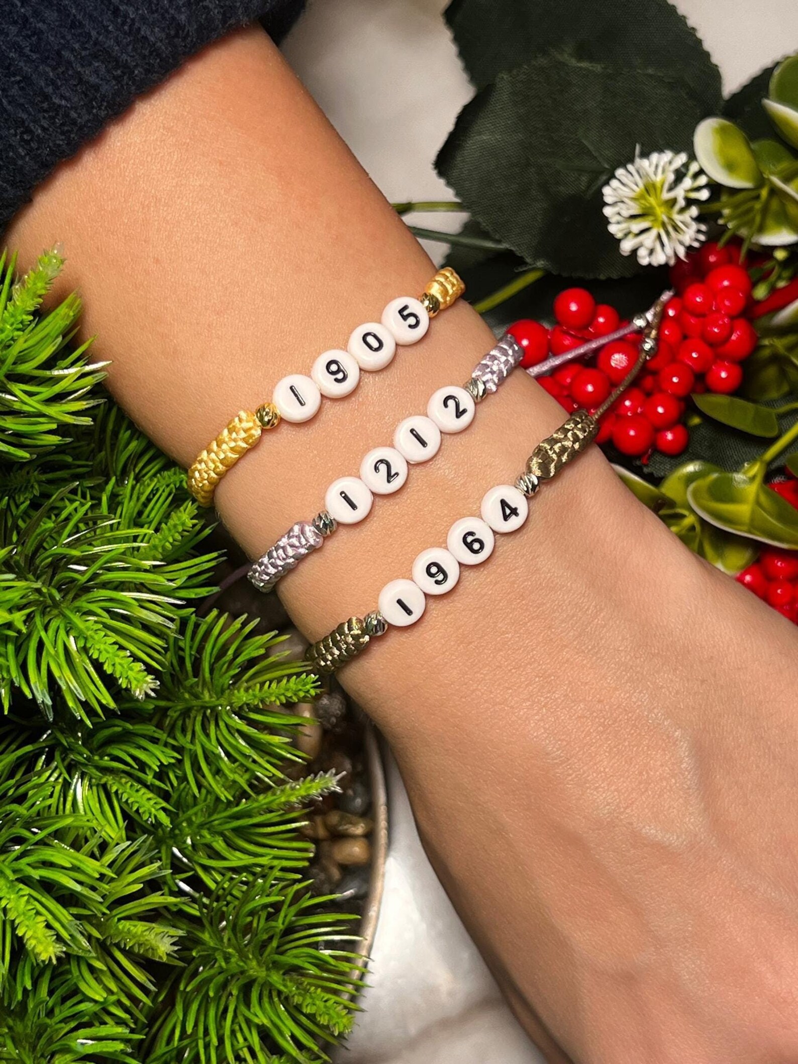 Handmade Personalized Bracelet, Custom Number Beaded Bracelet ...