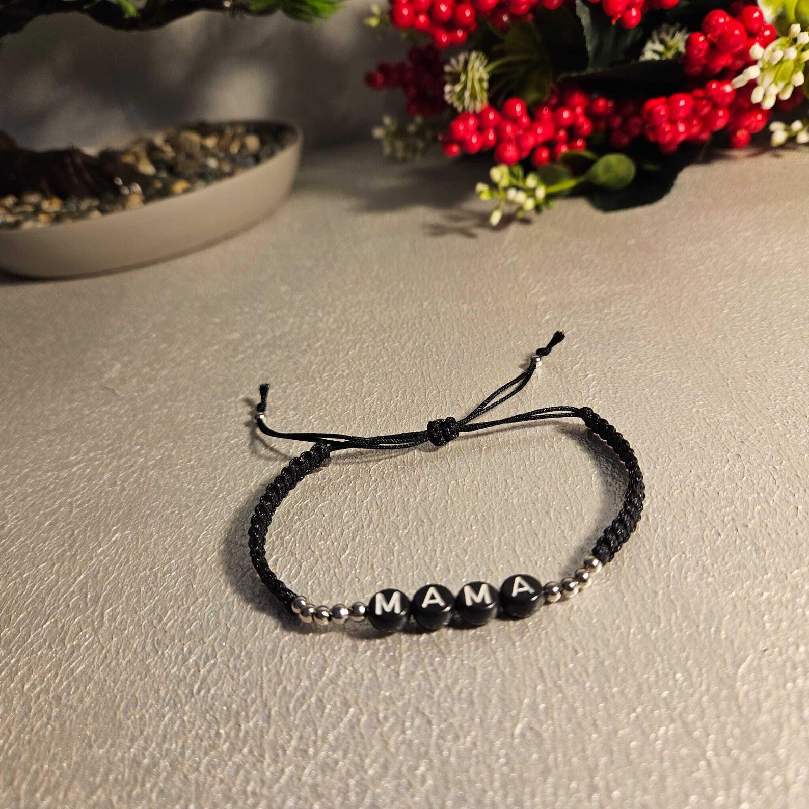 Macrame Braided Couple Bracelet, Custom Beaded Name Bracelet ...