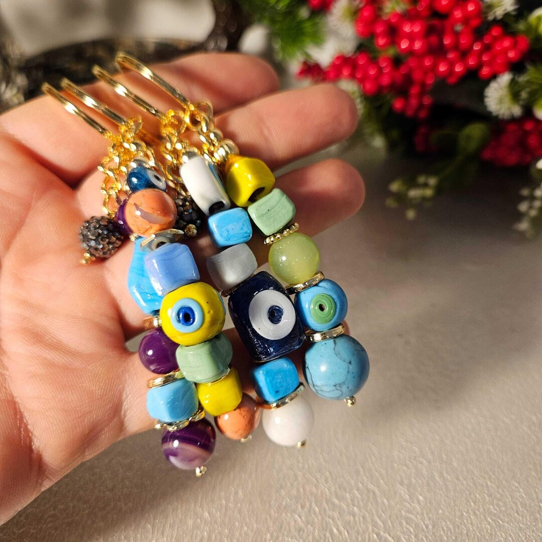 Handmade Glass, Keychain,evil Eye Beaded Keychain, Bag Accessory ...