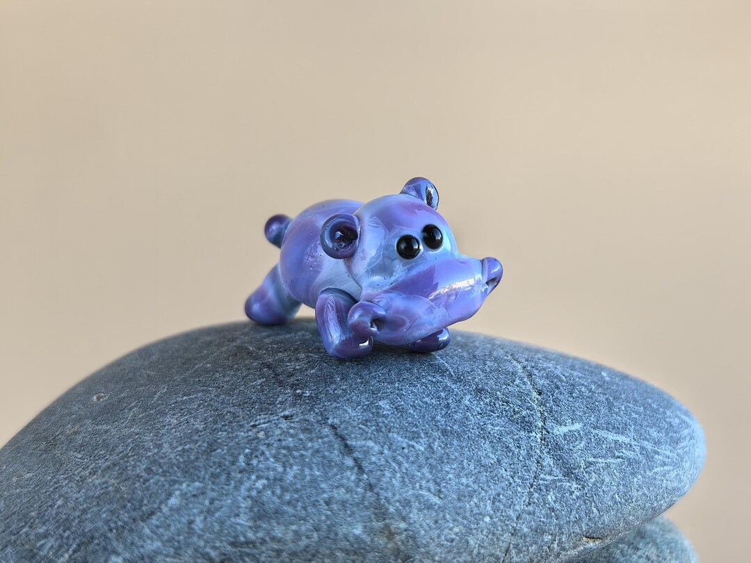 Tiny Glass Figurines Hippo Figurine Glass Hippo Terrarium Figure ...