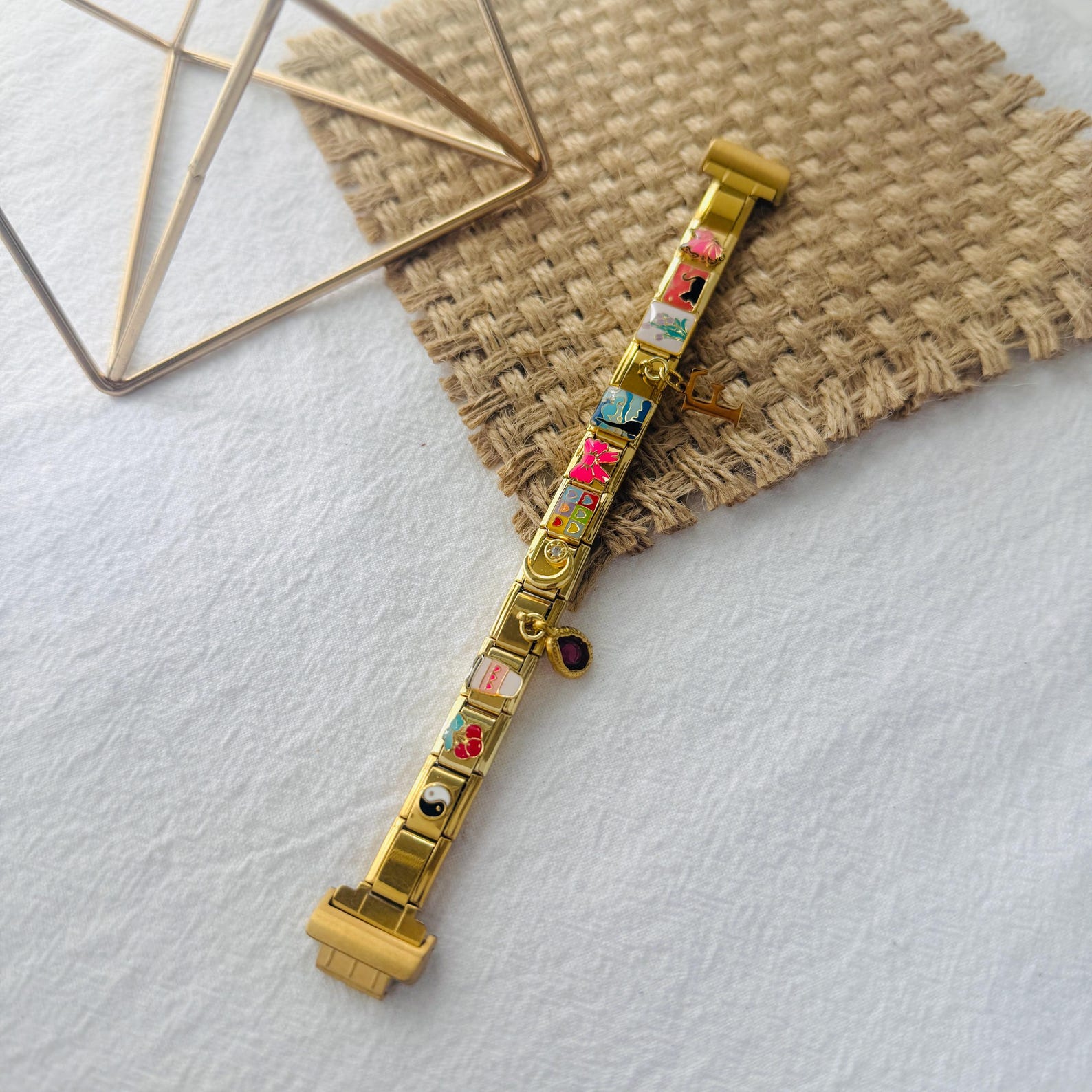 Gold Italian Charm Bracelet Fitbit Inspire 2/3 Watch Band, Custom ...