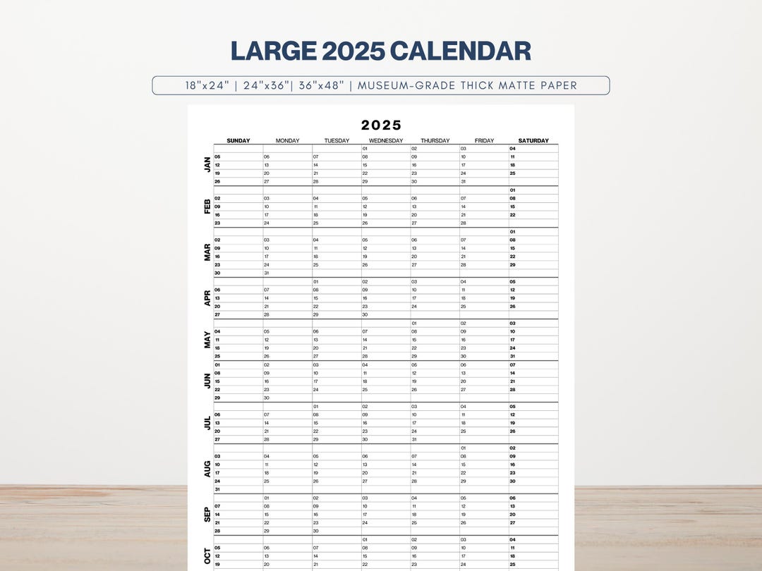 Large 2025 Calendar | 2025 Year at a Glance Calendar | Giant 2025 Wall ...