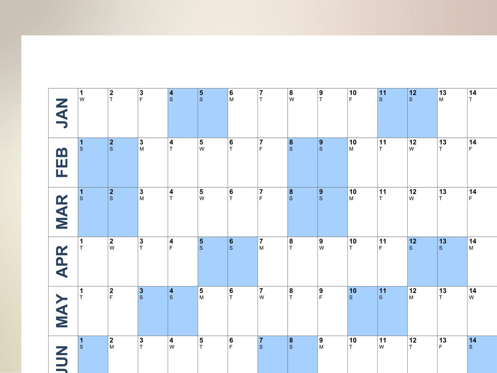 Printable 2025 Year at a Glance Calendar | Printable Large 2025 Yearly ...