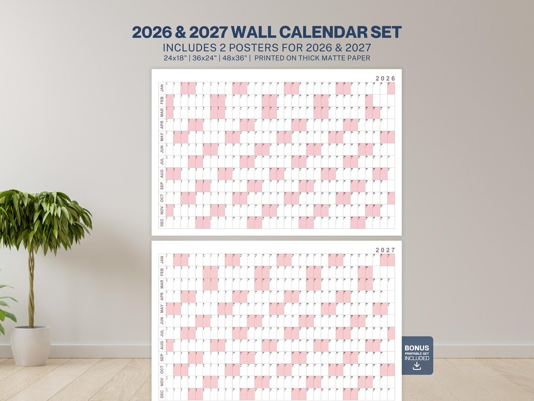 2026–2027 Pink Wall Calendar Bundle | 2 Large Poster Planners - Etsy