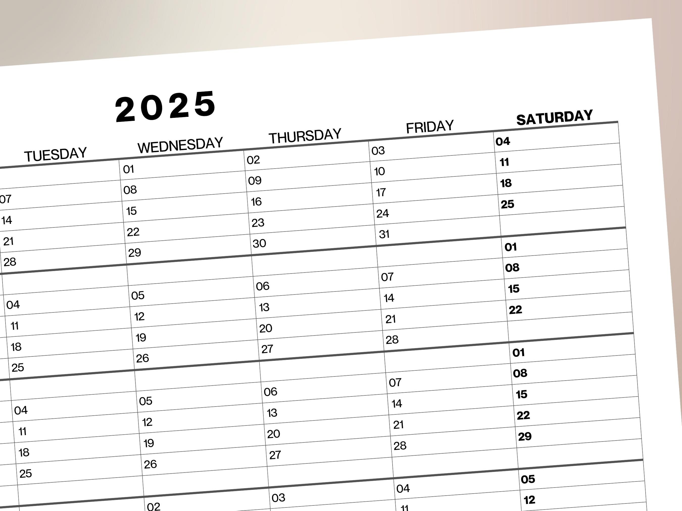 Large 2025 Calendar | 2025 Year at a Glance Calendar | Giant 2025 Wall ...