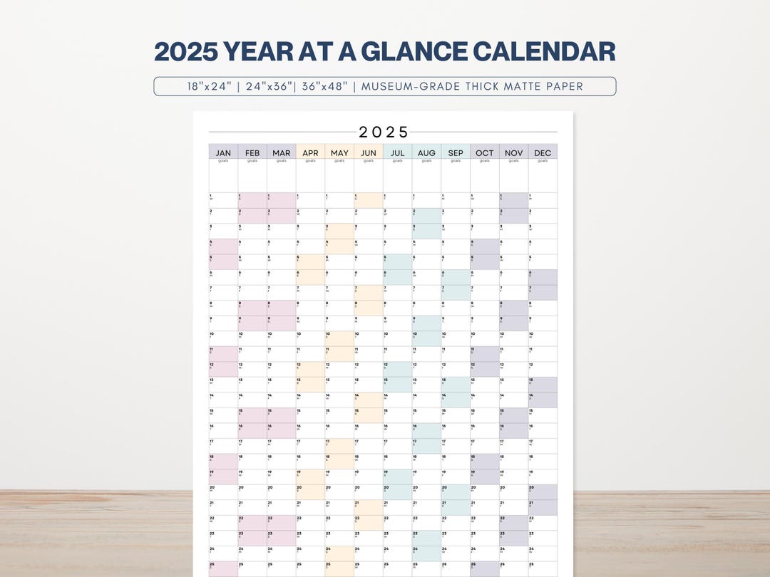 Large 2025 Wall Calendar | 2025 Year at a Glance Calendar | 2025 Wall ...
