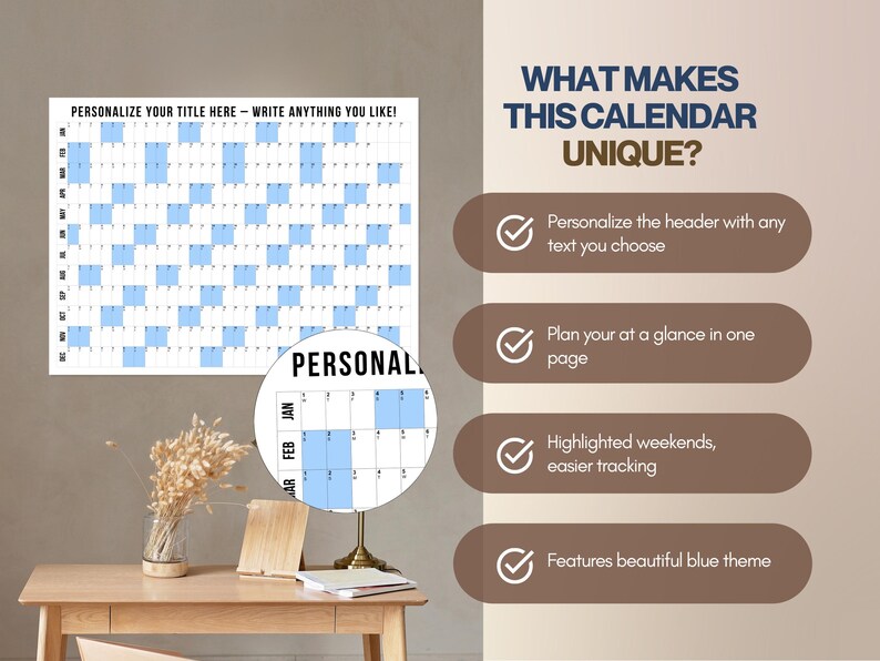 Personalized 2025 Calendar – Choose Your Custom Header Text for a ...