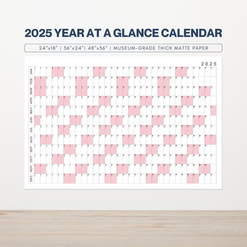 Pink 2025 Wall Calendar - Etsy