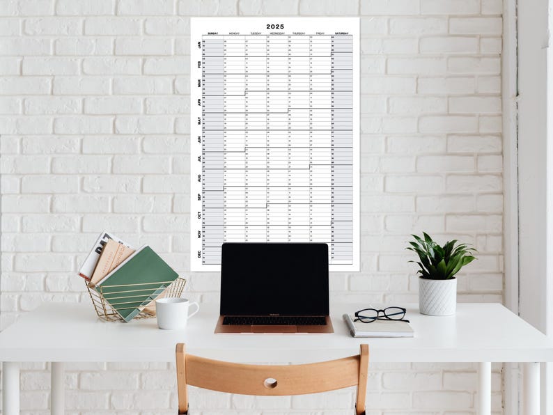 2025 Year at a Glance Calendar | Large 2025 Wall Calendar | 2025 Wall ...