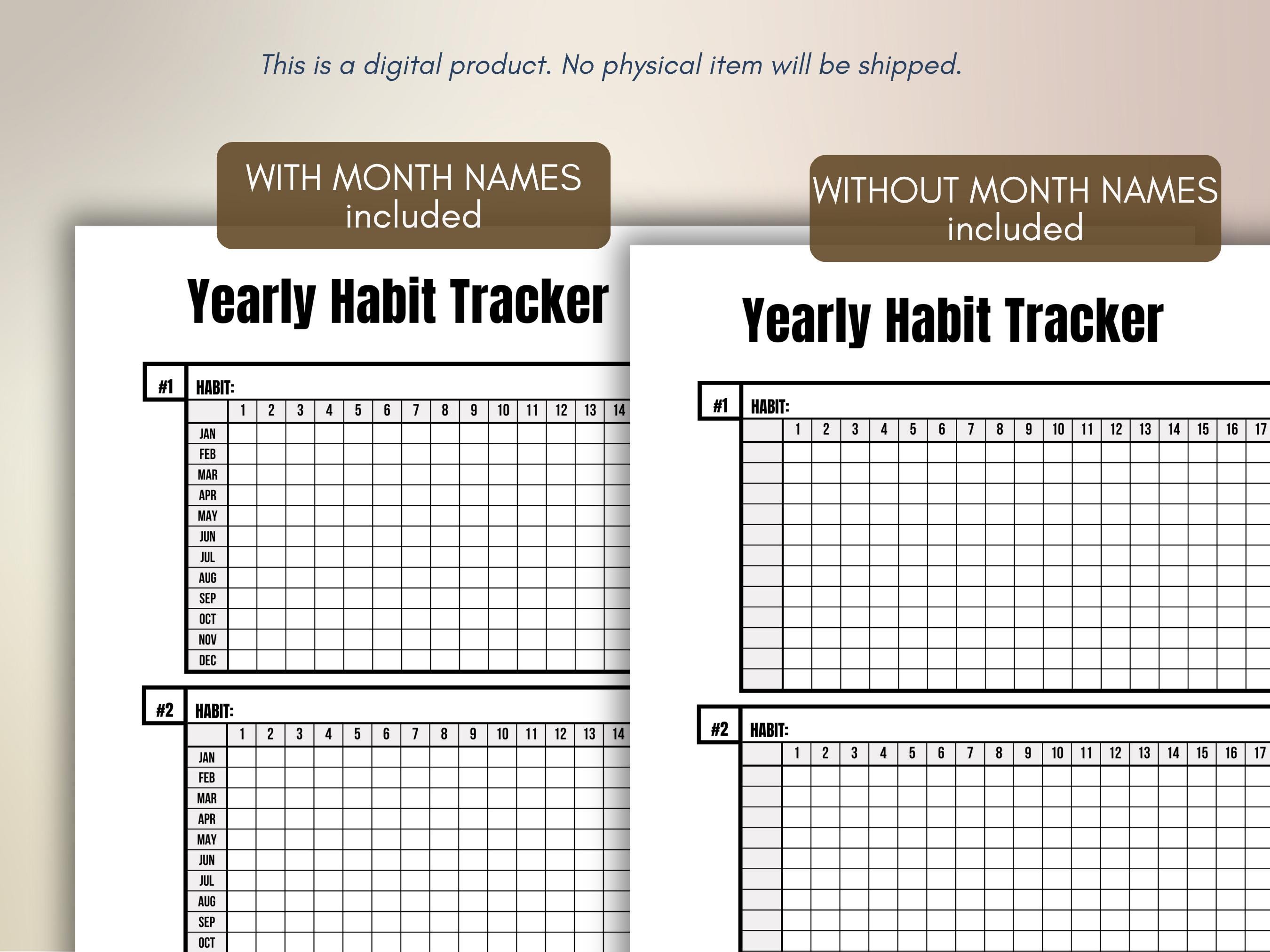 Yearly Habit Tracker Printable, Undated 365 Days Habit Log, A4, US ...