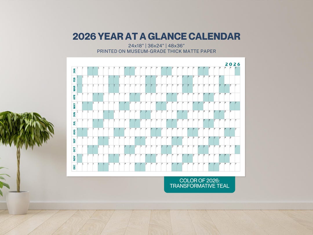 2026 Wall Calendar: Color of the Year 2026 Transformative Teal - Etsy