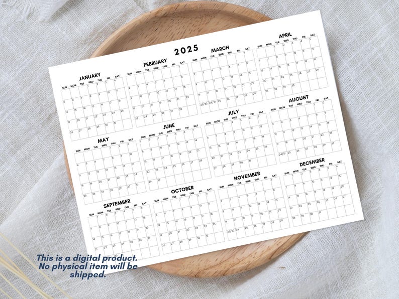 Printable 2025 Calendar 2025 Desk Calendar US Letter Size Year at a ...