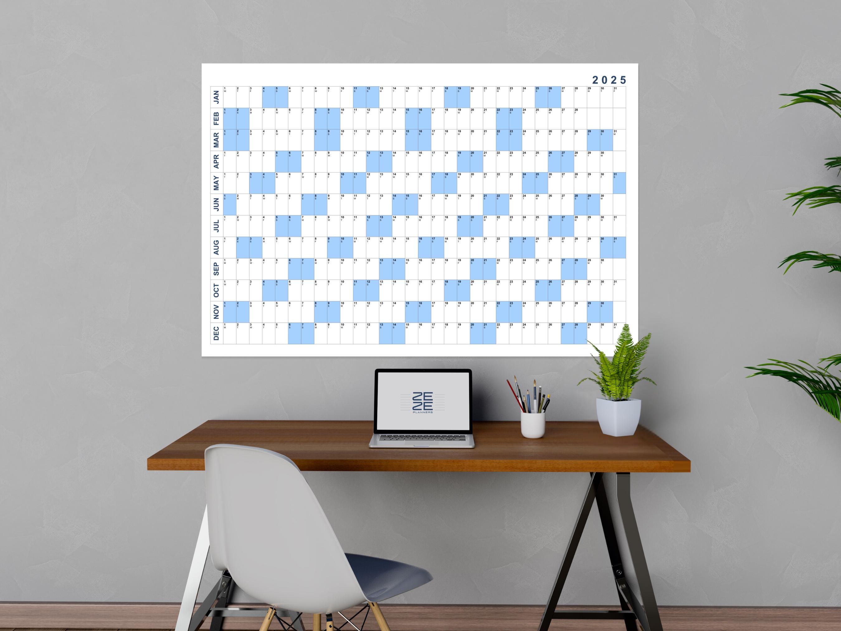 2025 Year at a Glance Calendar | Large 2025 Calendar | 2025 Wall ...