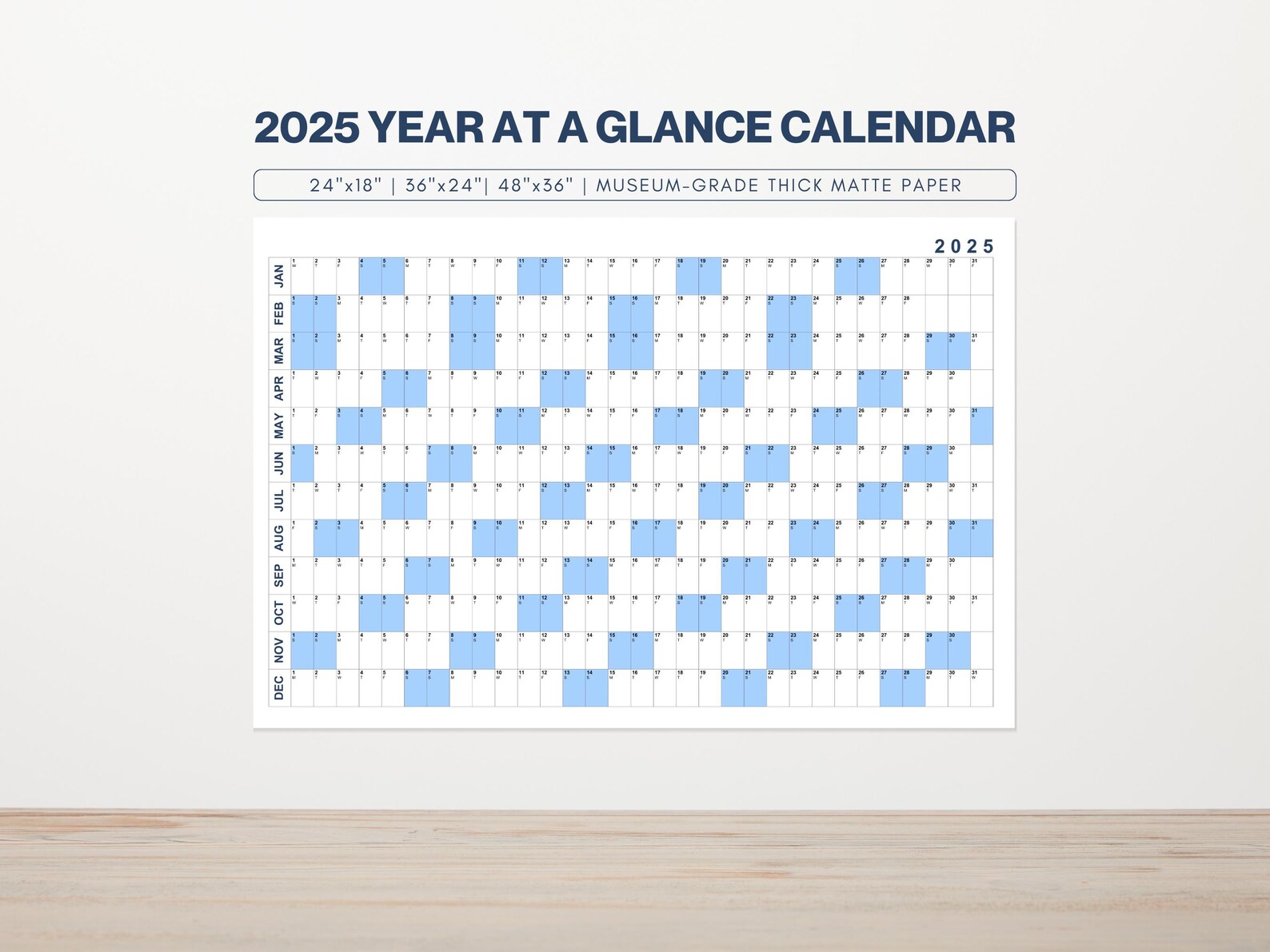 2025 Year at a Glance Calendar | Large 2025 Calendar | 2025 Wall ...