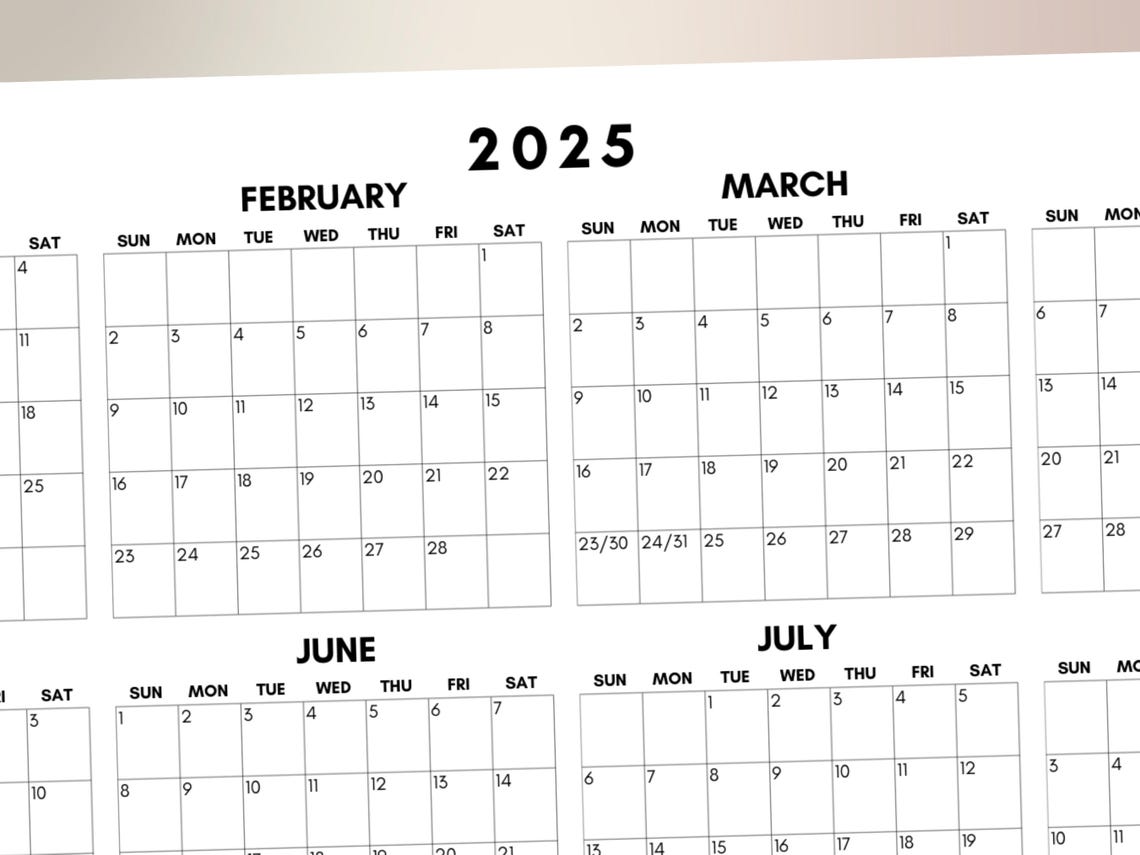 Printable 2025 Calendar | 2025 Desk Calendar US Letter Size | Year at a ...