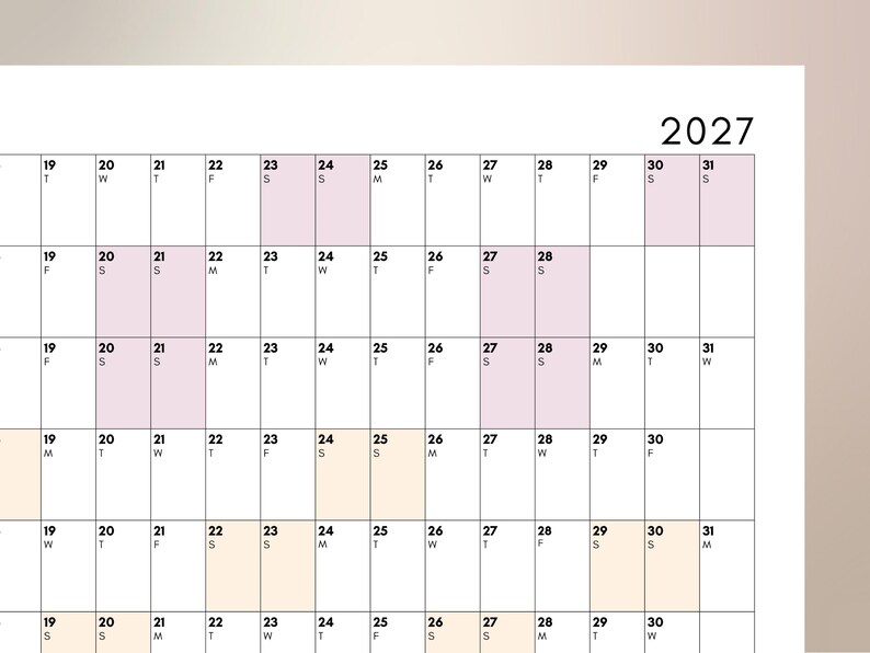 2027 Year at a Glance Calendar | Large 2027 Calendar | 2027 Wall ...