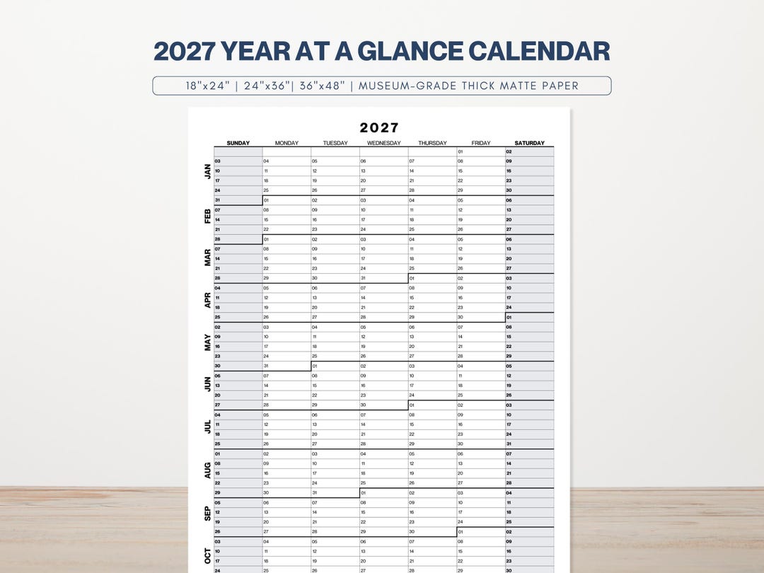 2027 Wall Calendar: Large Continuous Year-at-a-glance Planner - Etsy