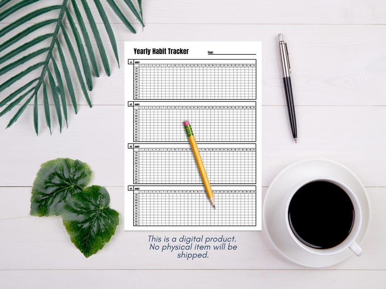 Yearly Habit Tracker Printable, Undated 365 Days Habit Log, A4, US ...