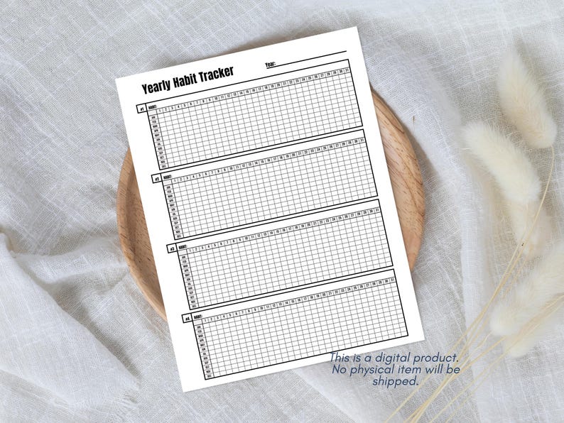 Yearly Habit Tracker Printable, Undated 365 Days Habit Log, A4, US ...