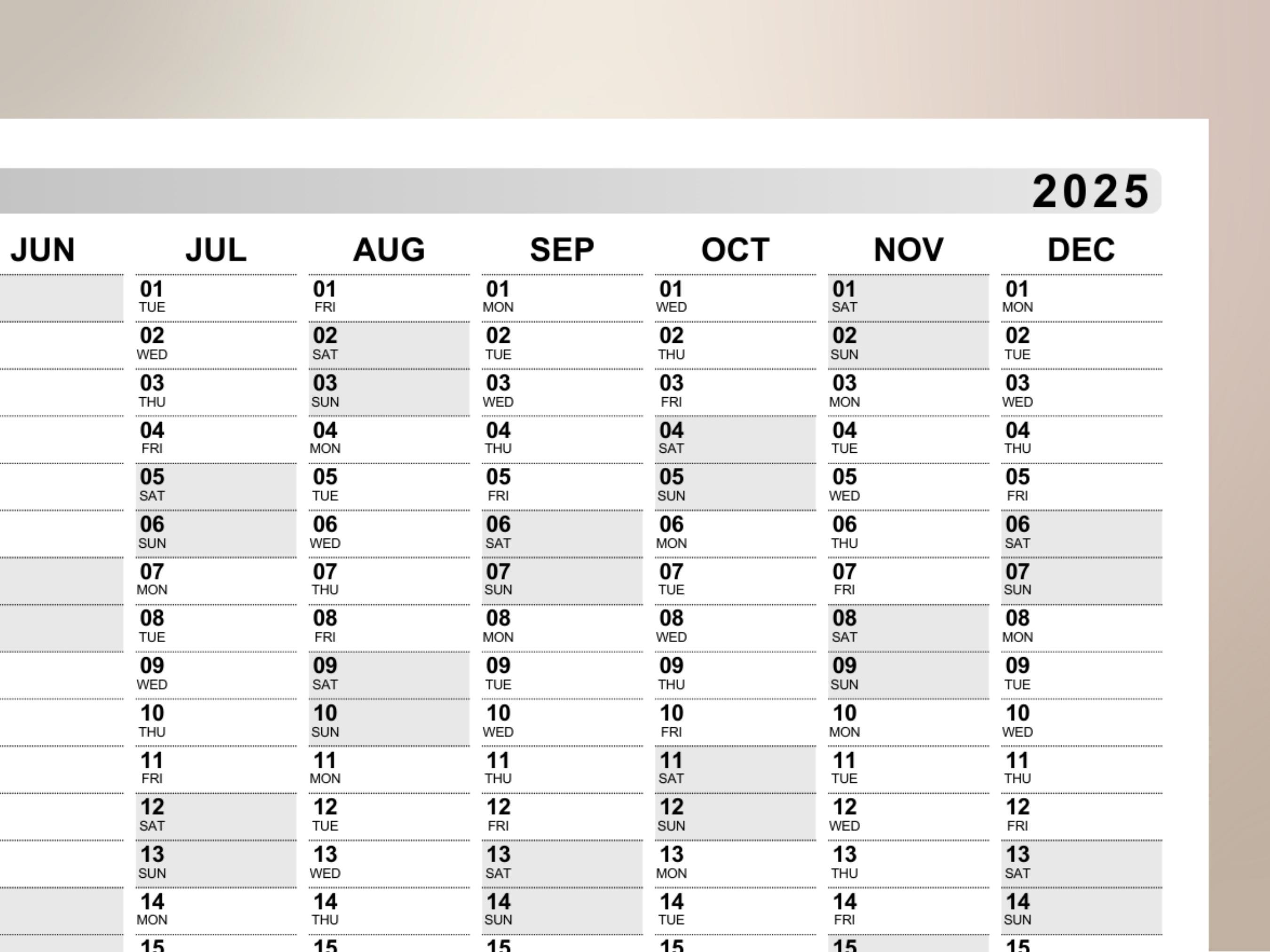 Printable 2025 Calendar | 2025 Desk Calendar US Letter Size | Year at a ...