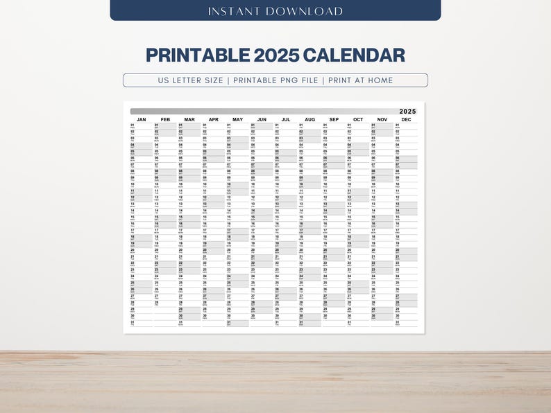 Printable 2025 Calendar | 2025 Desk Calendar US Letter Size | Year at a ...
