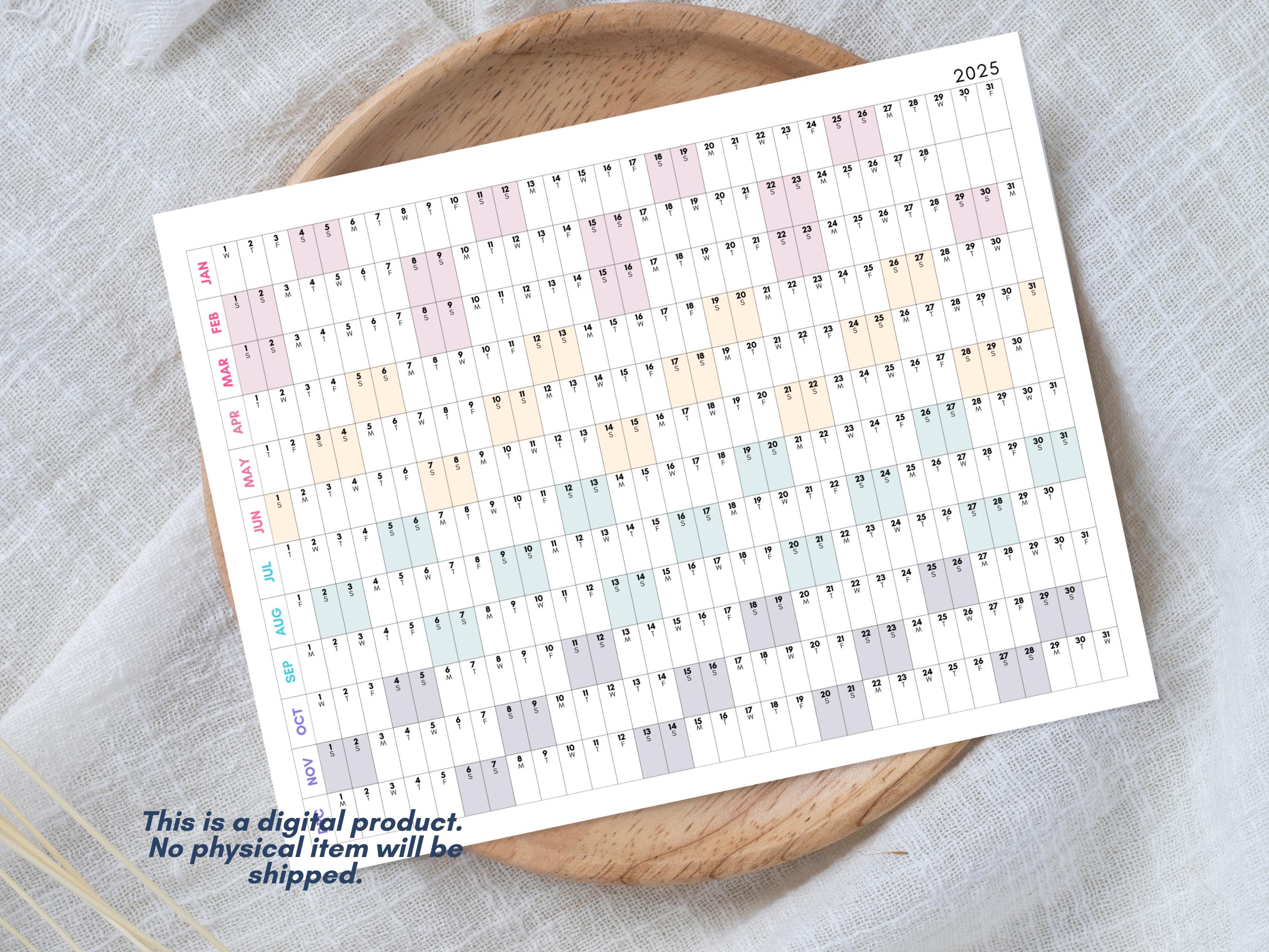 Printable 2025 Calendar | 2025 Desk Calendar US Letter Size | Year at a ...