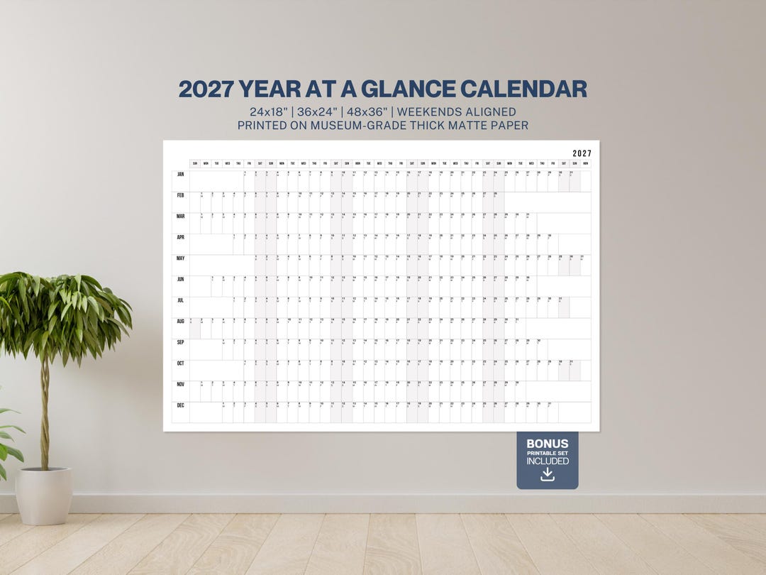 2027 Wall Calendar Minimalist Gray Theme: Weekends Aligned - Etsy