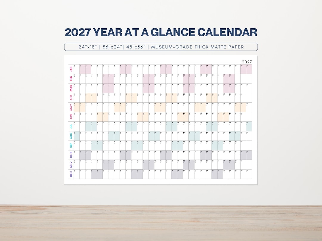 2027 Year at a Glance Calendar | Large 2027 Calendar | 2027 Wall ...
