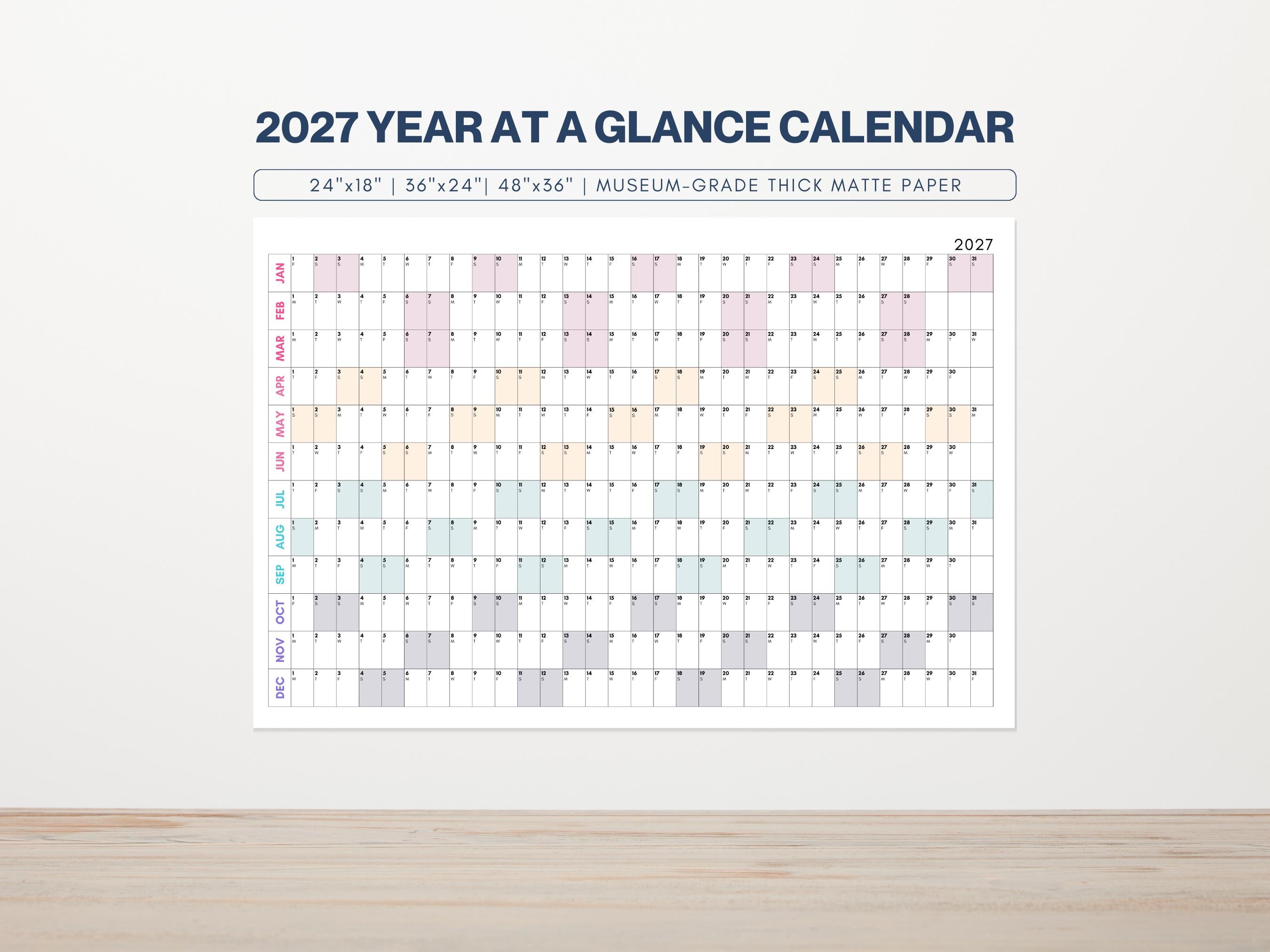 2027 Year at a Glance Calendar | Large 2027 Calendar | 2027 Wall ...