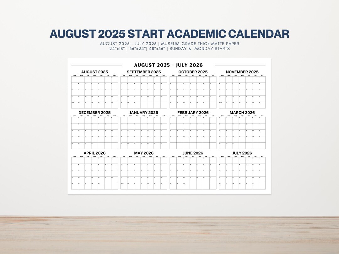 2025-2026 Academic Wall Calendar: August Start, Large Landscape Planner ...
