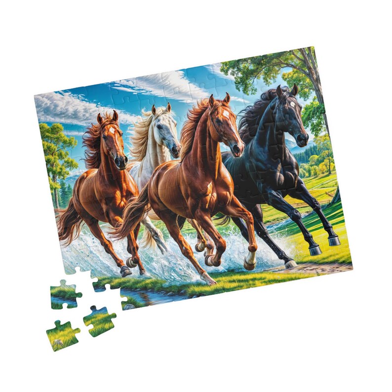 Vibrant Horses Running Puzzle | 1000-piece Cardboard Jigsaw | Colorful ...