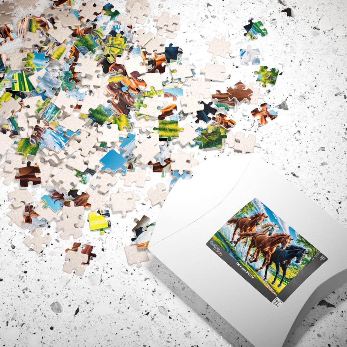 Vibrant Horses Running Puzzle | 1000-piece Cardboard Jigsaw | Colorful ...