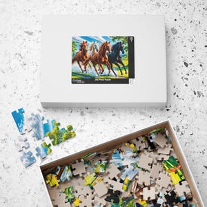 Vibrant Horses Running Puzzle | 1000-piece Cardboard Jigsaw | Colorful ...