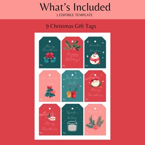Printable Christmas Gift Tags, Cute Holiday Tags Set, Merry Christmas ...