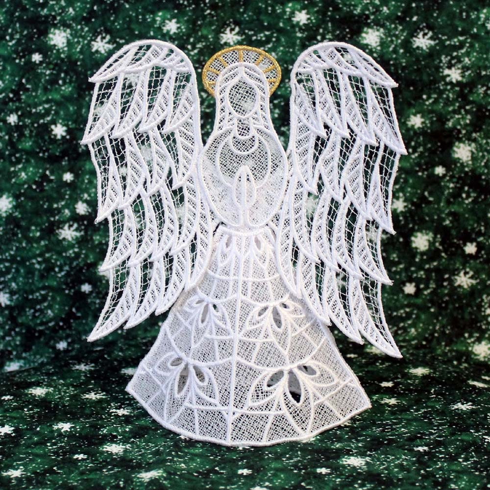Joy Lace Angel Tree Topper With Gold Halo - Etsy
