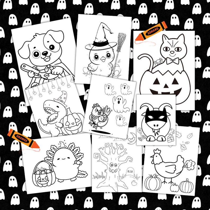 Kids Halloween Coloring Pages Printable - Etsy
