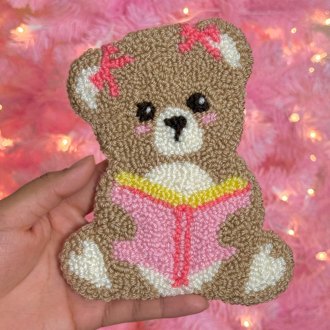 Punch Needle Teddy Bear Wall Art, Library Wall Hanging, Storytime ...