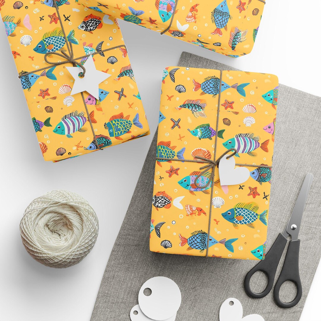 Colorful Fish Wrapping Paper: Ocean Theme, Eco-friendly Gift Wrap ...