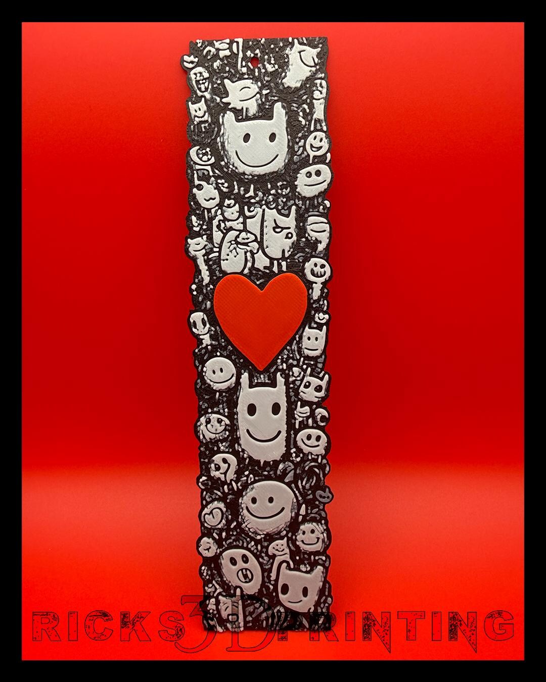 Doodle Art Bookmark With Red Heart - Etsy