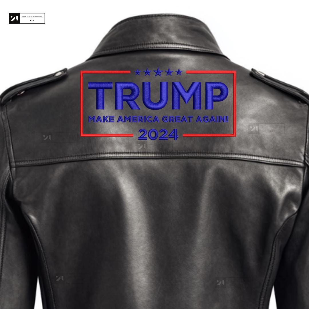 Trump Biker Leather Jacket MAGA Embroidery Jacket Gift for Him ...